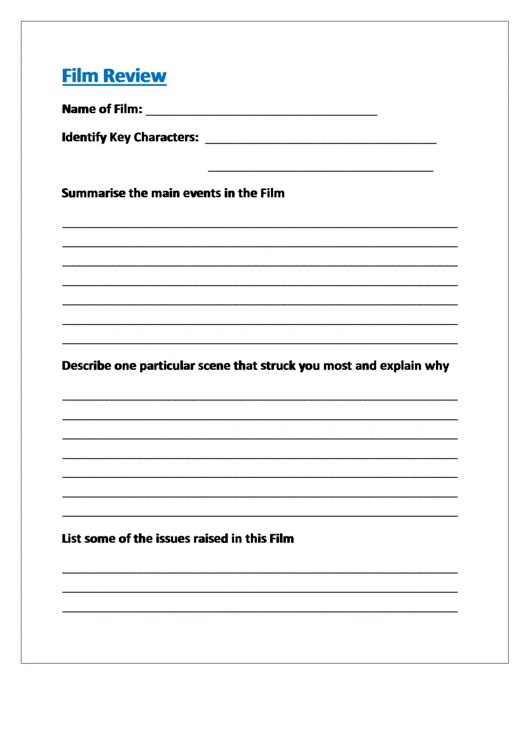 Find Film Review Example Template And Format By Professionals